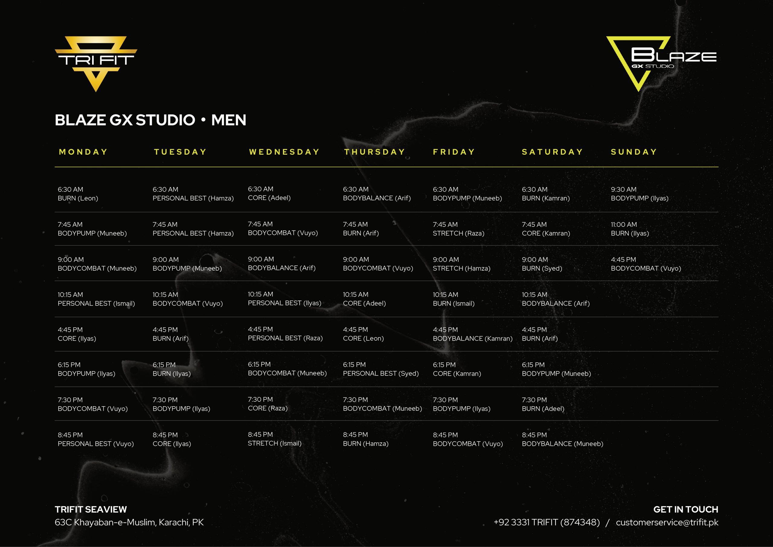 Gym Class Schedule Karachi Choose A Slot TriFit
